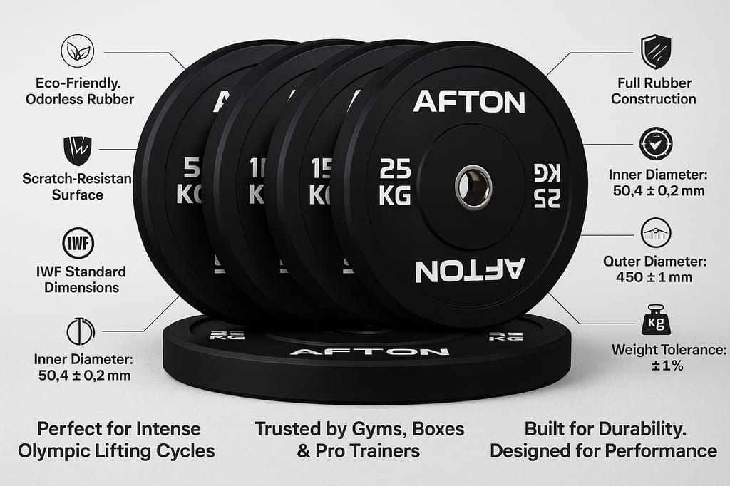 Buy AFTON Black Rubber Bumper Plates – Prime Series | Durable Olympic ...